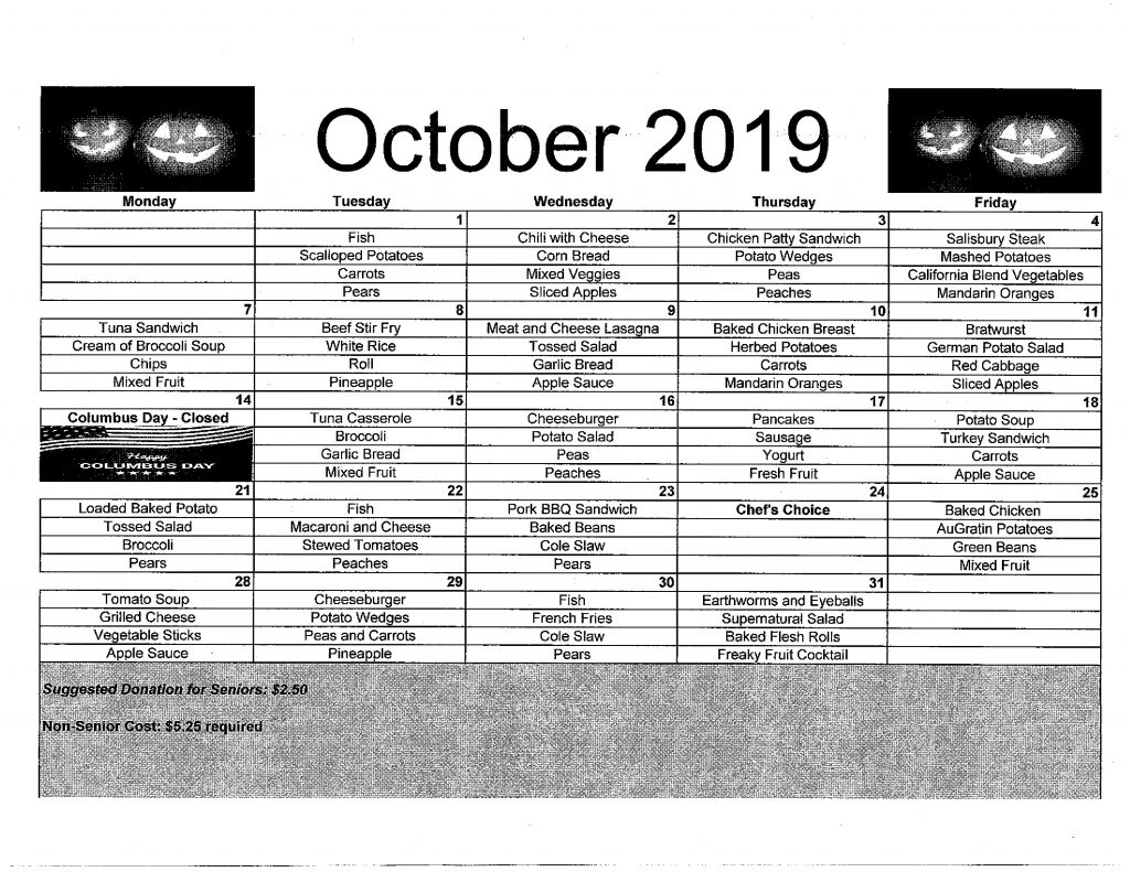 Nutrition Menu : JCCOA Anna Mae Reedy Senior Center