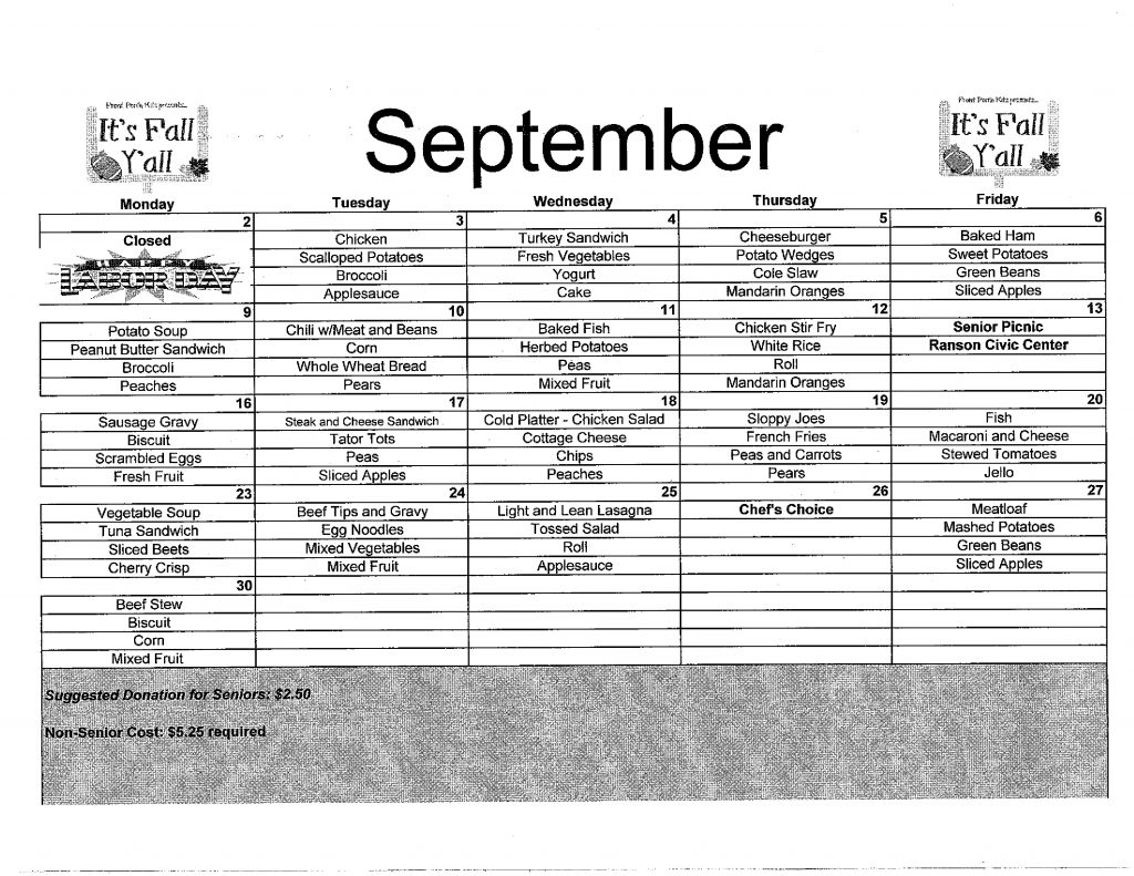 Nutrition Menu : JCCOA Anna Mae Reedy Senior Center