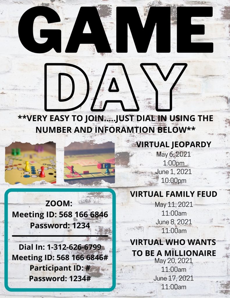 Virtual Game Days with JCCOA : JCCOA Anna Mae Reedy Senior Center